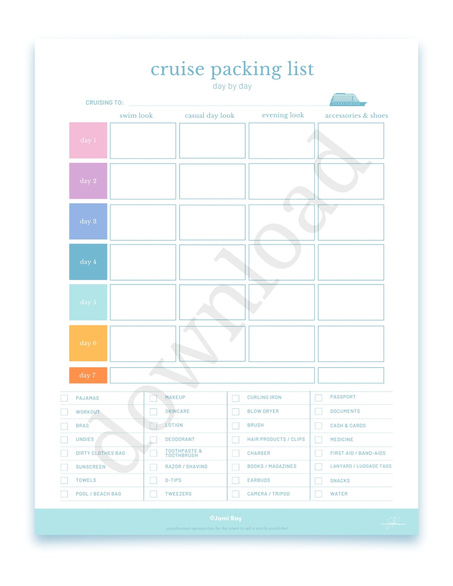 Smooth Sailing Checklist - A Digital Cruise Packing List Template – 30A ...