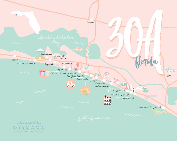 30A Map Illustration – 30A Mama